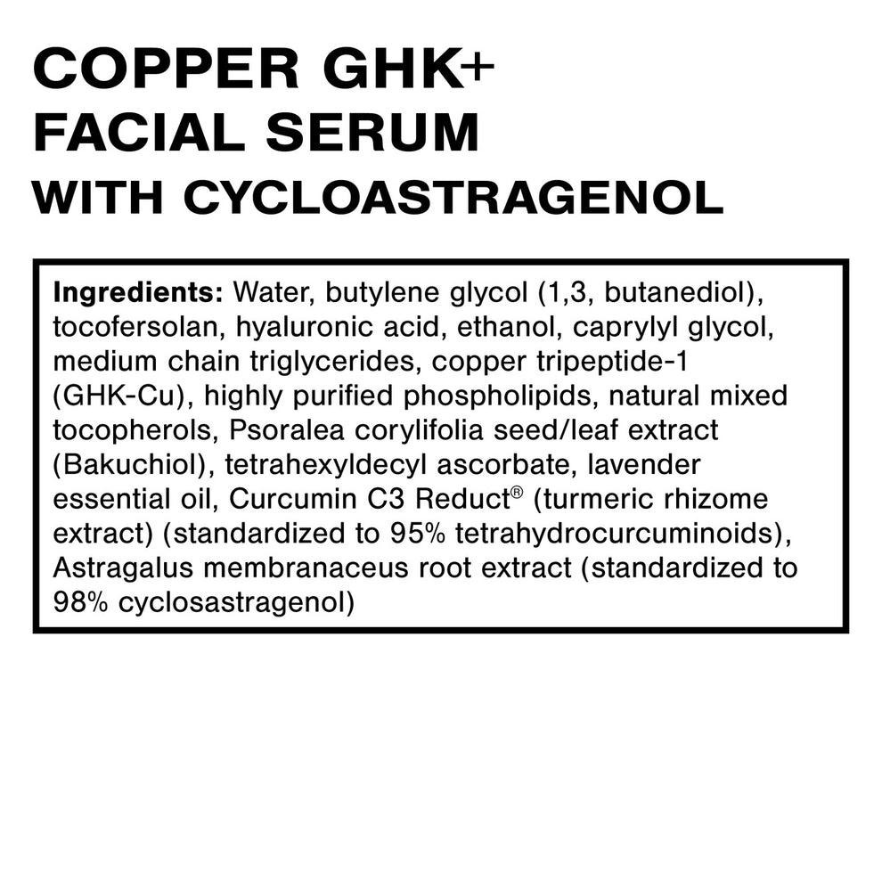 Hormone-Free Copper GHK+ Facial Serum with Cycloastragenol