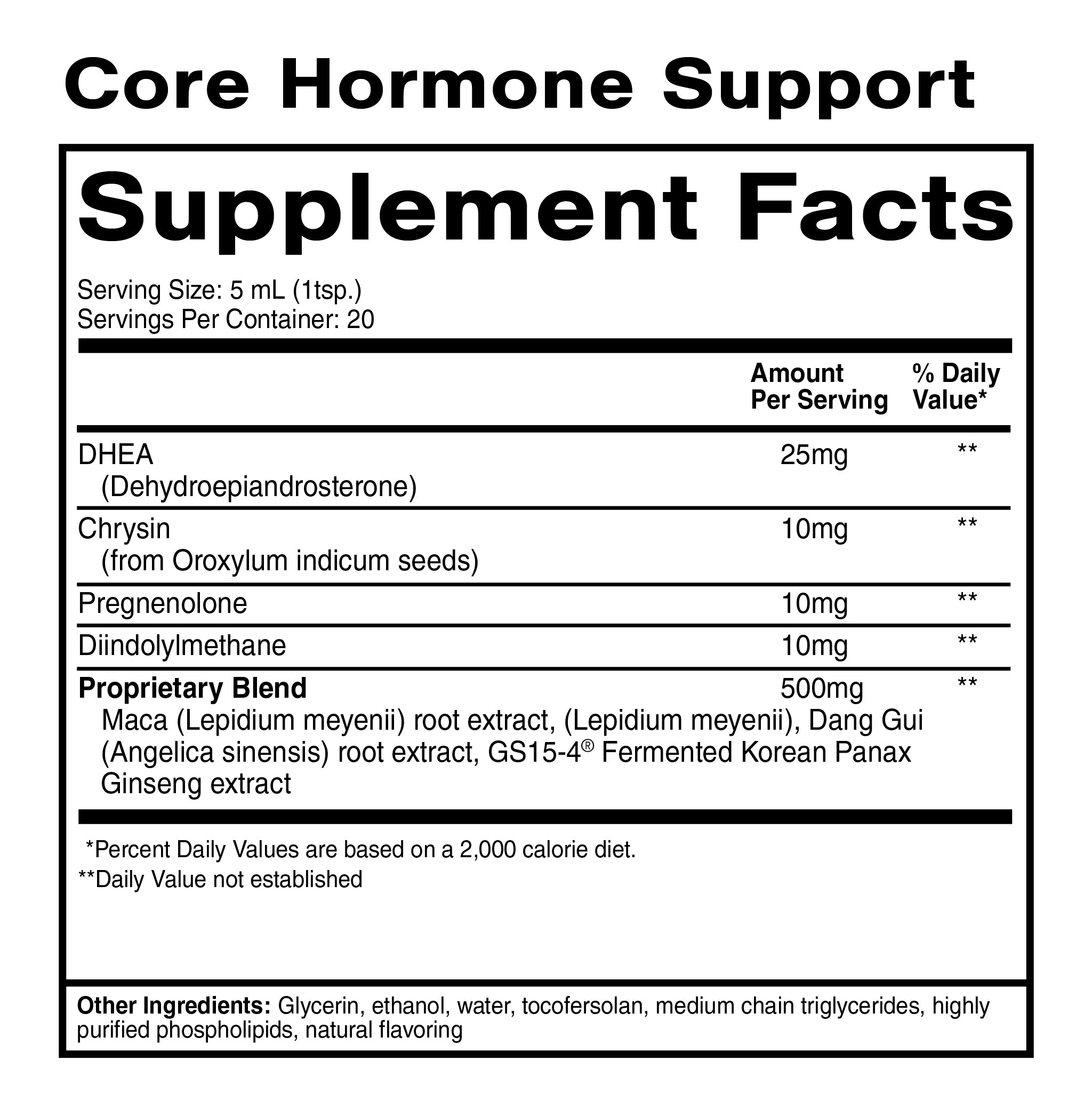 Core Hormone Support Supplement - With DHEA + Pregnenolone