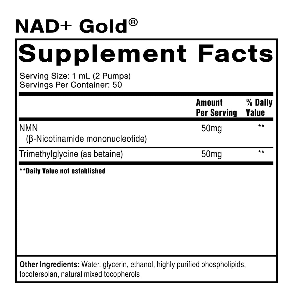 NAD+ Gold® 50mL - Liposomal Anti-Aging Support Supplement