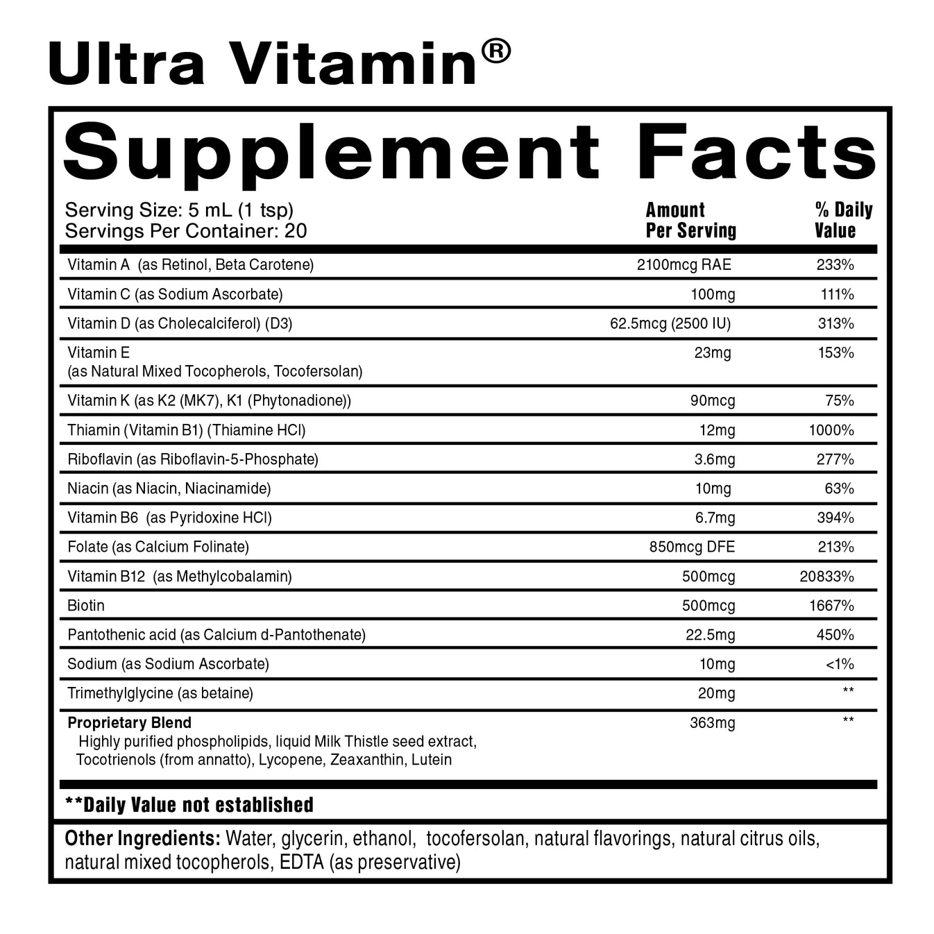 Ultra Vitamin® - Patented Liquid Multivitamin Supplement